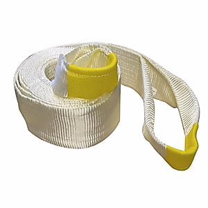 Erickson 59802 White 6" x 30' Recovery Strap, 55,000 lbs Breaking Strength, 27,500 lbs Maximum Vehicle Weight Capacity