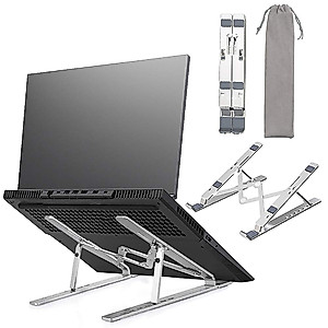 HONGO Laptop Stand, Aluminum Portable Monitor Tablet Stand Notebook Riser Foldable Ventilated with 7-Angels Adjustable, Lightweight Holder for MacBook Dell, HP, Lenovo More Laptops & Tablet