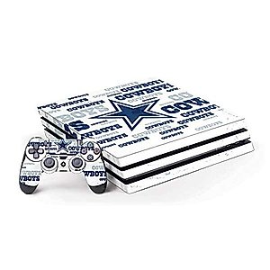 Skinit Decal Gaming Skin Compatible with PS4 Pro Console and Controller Bundle - Officially Licensed NFL Dallas Cowboys Blue Blast Design