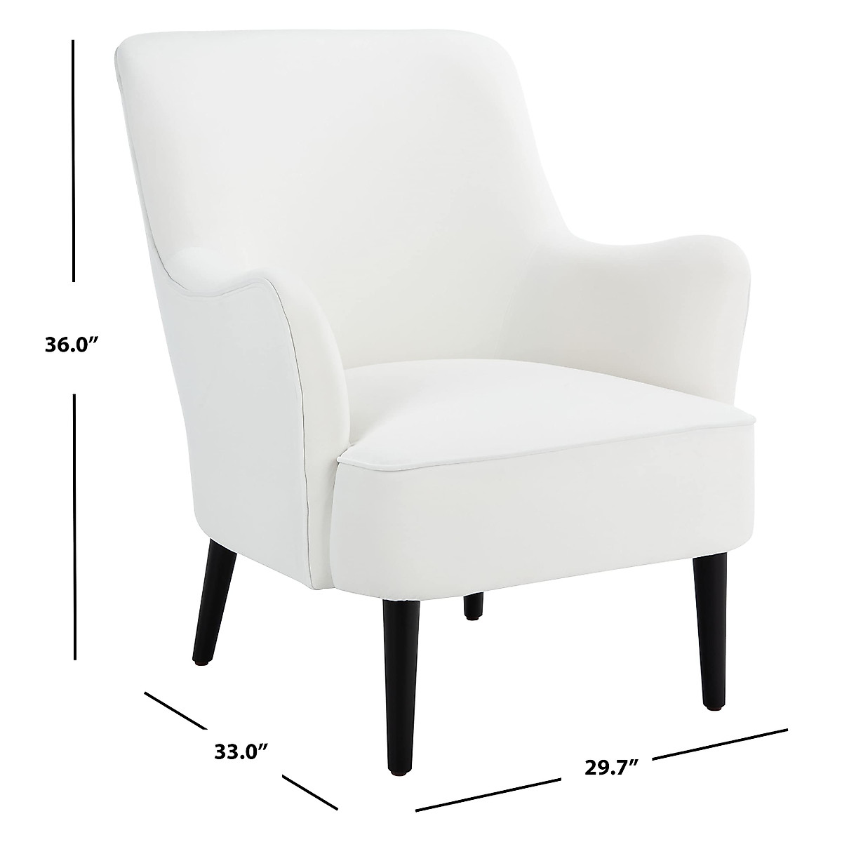 SAFAVIEH Home Collection Arlyss White Velvet/Black Accent Chair ACH4010B