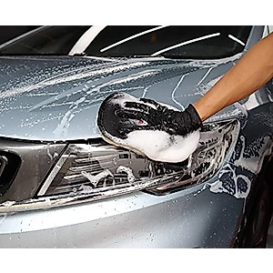 Wool Car Wash Gloves, Lint Free Scrubber High Density Car Wash Wool Glove Microfiber Wool Soft Automotive Car Washing Cleaning Glove Bear Claw Scratch Free Wash Polishing Waxing Mitt