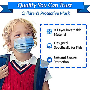 Reli. Kids Face Mask (50 Masks) Kids Disposable Face Mask for Children - 3 Layers - Small Size, Breathable - Ear Loop Face Mask for Kids/Children - 50 Pack Pc (Blue)