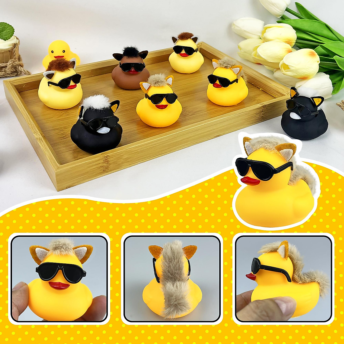12 Sets Horse Duck with Glasses Mini Western Duck Toys for Baby Shower Birthday Cowboy Cowgirl Horse Farm Western Theme Party Gift Favor Decorations