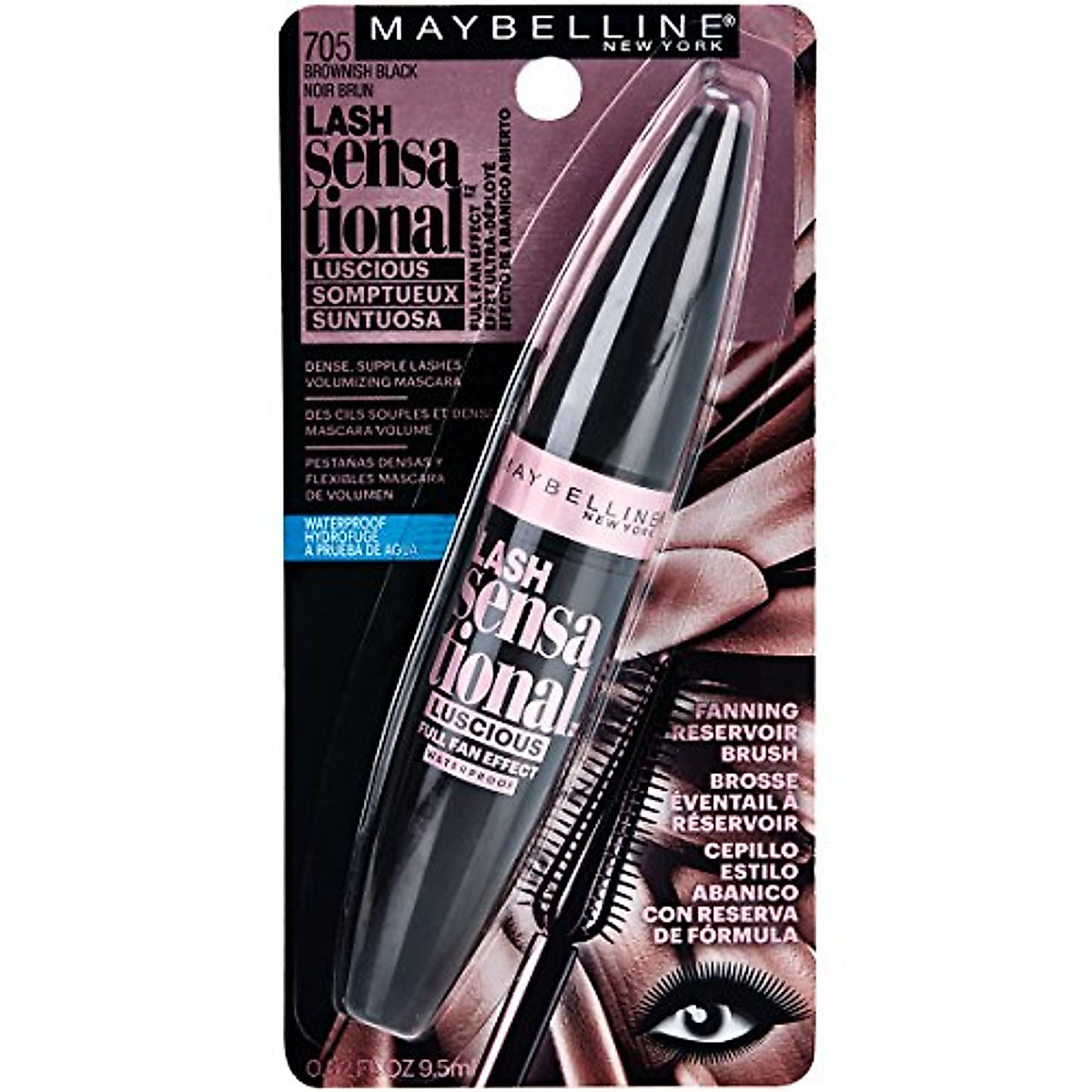 Maybelline New York Lash Sensational Luscious Waterproof Mascara, Brownish Black, 0.3 fl. oz.