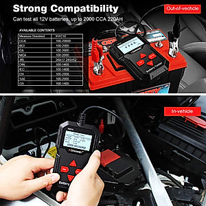 KONNWEI 12V Car Battery Tester 100-2000 CCA Load Tester Automotive Alternator Tester Battery Analyzer