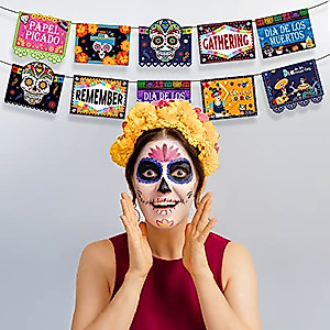 Day of the Dead Decoration Dia de los Muertos Banner Cinco De Mayo Door Porch Banner Sign Halloween Sugar Skull Party Hanging Decor Sugar Skulls and Skeletons Mexican Days of the Dead Party Decoration