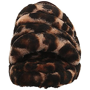 UGG Girls K Fluff Yeah Slide Panther Print Slipper, Butterscotch, 5 Big Kid