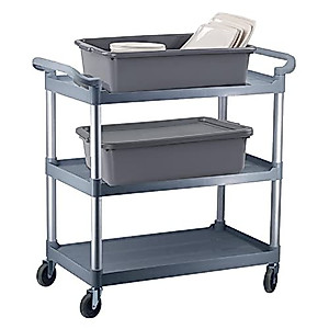 Jekiyo 13 L Plastic Bus Tray with Lid, 4 Pack Bus Tub Box, Grey