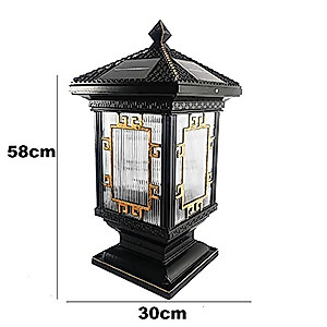 HSCW Solar Waterproof Landscape Lightins Modern Aluminium Die-Casting Pillar Lamp Outdoor Main Gate Stigma Lighting Column Headlights Home Garden Solar Lights Outdoor Wall Lights Lights 3