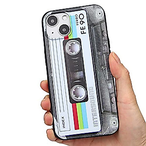 Tonvizern for iPhone 13 Mini 5.4 inch 2021 Case, Soft TPU Phone Case Music Classic Cassette Tape Retro 80’s Type Case Cover for Girls Women, Slim Shockproof Protective Case Cover (White)