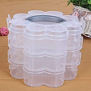 OWLEEN 3-Tier Clear Plastic Stackable Organiser Storage Hobby Craft Box Container Jewellery Case - Clear