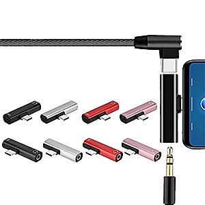 1PCS Type C to 3.5mm Adapter,2 in 1 Audio Charging USB C to Audio Jack,USB C to 3.5mm Audio Headphone Adapter Converter, for Phone Tablet Laptop, Thumbs-up Clip, One Size, Black