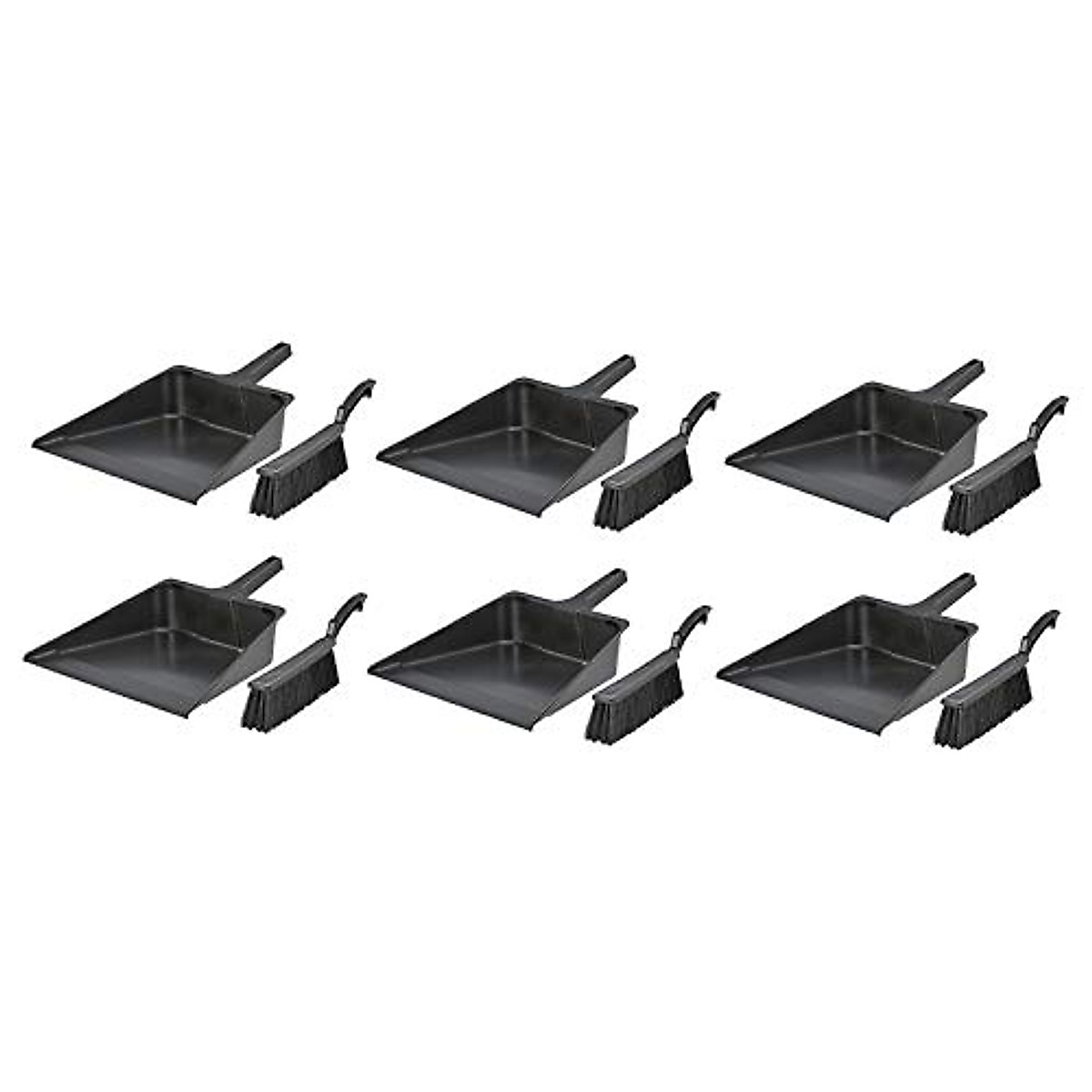 AmazonCommercial 16" Jumbo Dust Pan and Brush Set - 6-Pack