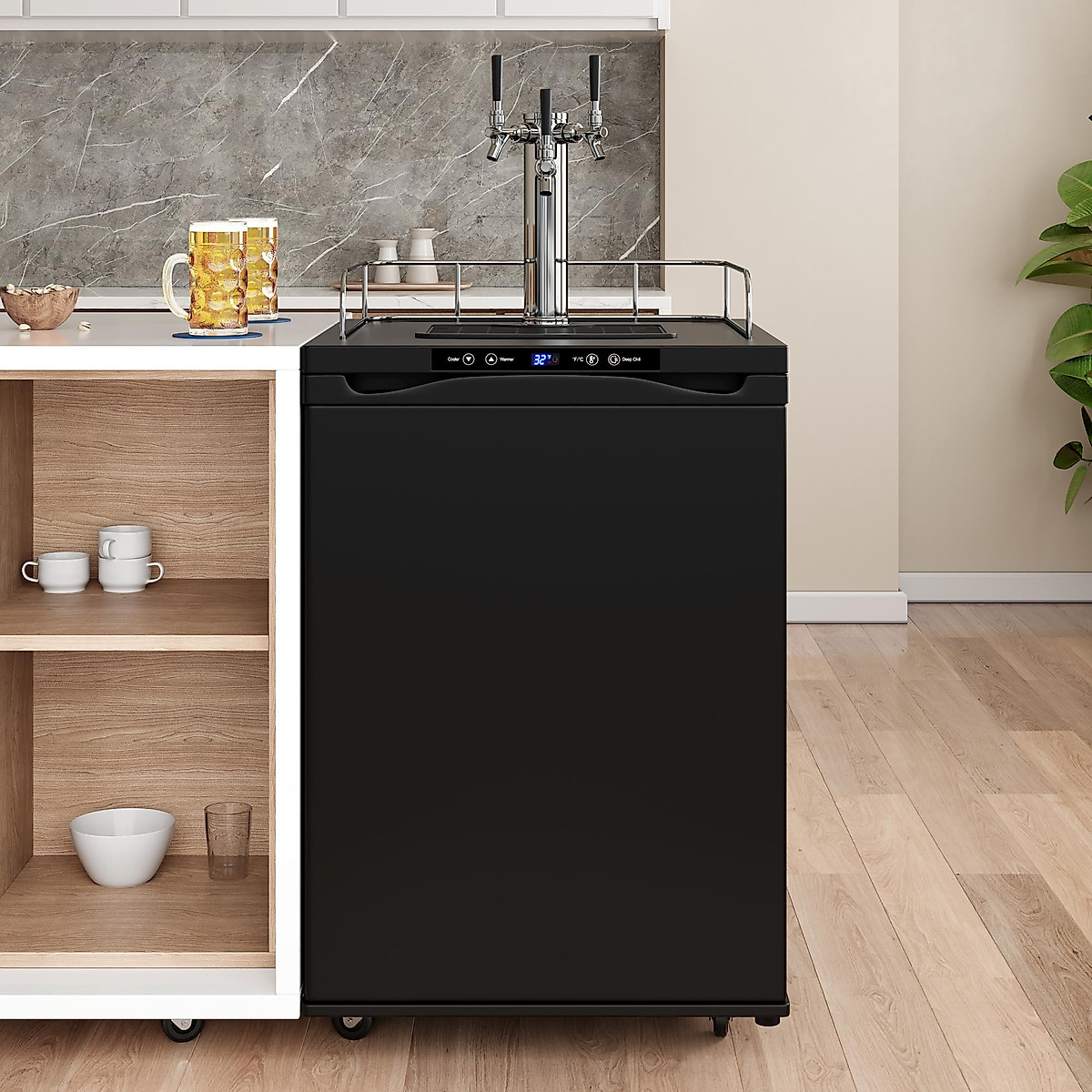 EdgeStar KC3000TRIP Full Size Triple Tap Kegerator with Digital Display - Black