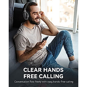 TZS Active Noise Cancelling Headphones, Wireless Over Ear Bluetooth Headphones - 50H Playtime Hi-Fi Stereo Dynamic Deep Bass, Soft Earmuffs Headset with HD Mic for Computer, Travel, Home, Office