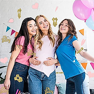 240 Pieces Gender Reveal Confetti Baby Shower Confetti Heart Confetti Glitter Baby Confetti Baby Clothes Confetti Party Table Confetti for Gender Reveal Party Table Wedding Decor (Pink, Blue, Gold)