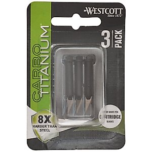 Westcott 17318 CarboTitanium Fine-Point Hobby Knife Blade Cartridges, 3 Pack