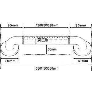 RTXUGMM Safety Grab Bar,Stainless Steel Grab Bar Bathtub, Bathroom Support Safety Rail Nylon Outer Tube Elderly Disabled Shower Assist Support Handle Toilet Kitchen Stairway/Black/58Cm