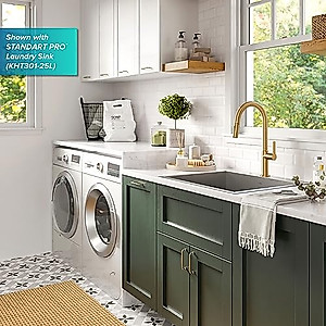 Kraus KPF-2820BB Oletto Single Handle Pull-Down Kitchen Faucet, 17 Inch, Brushed Brass