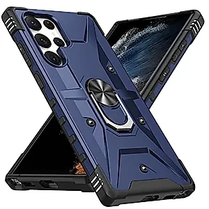 Jakeloo Cell Phone Cases, Cell Phone Holsters Cell Phone Case for Samsung Galaxy S23 Ultra 6.8"(PC+TPU) Shockproof/Ring Kickstand/Anti-wear/Fall-Resistant/Fingerprint Resistant (Blue)