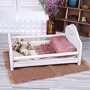 rwu0 Baby Photography Bed, Baby Photography Cot Baby Photo Props Baby Photo Props Wood Doll Bed Detachable Photo Background for Baby Photo Studio Photography Props(White)