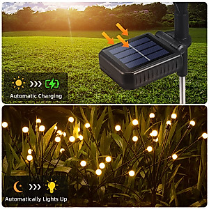 Solar Lights for Outside, 6Pack Solar Firefly Lights Outdoor Waterproof for Garden Decor, 8LED Solar Garden Lights Fairy, Swaying Solar Powered Firefly Yard Lights for Patio Decorations