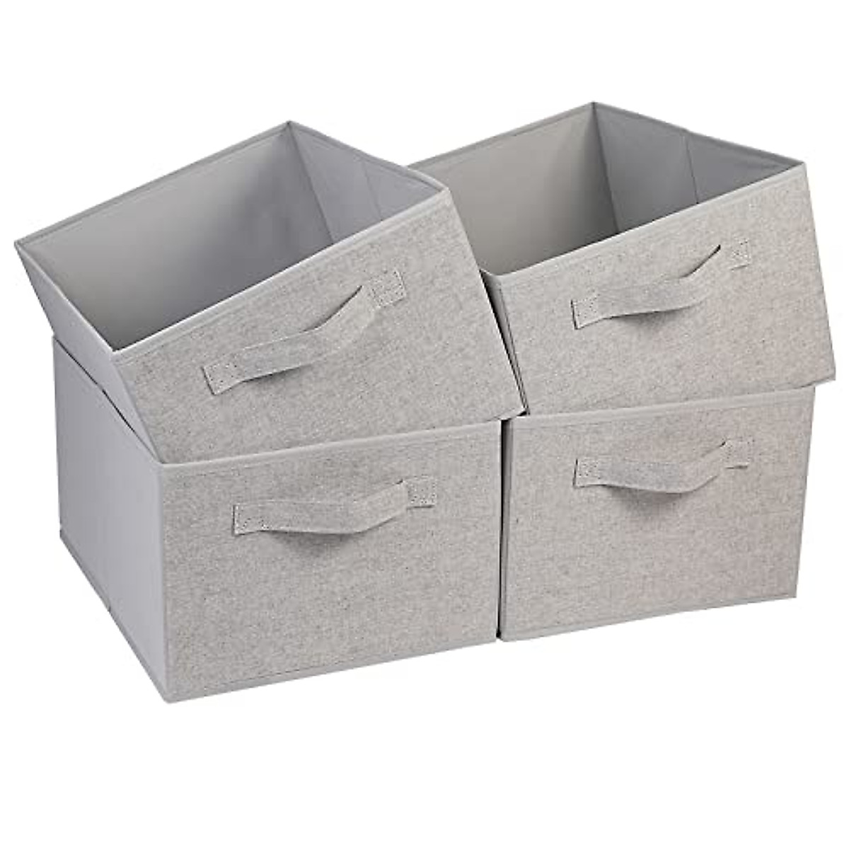 BOMKEE Collapsible Sorage Bins, Storage Cubes Baskets Collapsible Fabric Storage Boxes with Handles for Home and Office (Set of 4, 15.4 x 11.4 x 7.91inch)