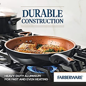 Farberware Glide Deep Nonstick Frying Pan / Fry Pan / Skillet with Helper Handle - 12.5 Inch, Black