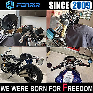 FENRIR CNC Aluminum Alloy Round Cafe Racer Retro Black Motorcycle Bar End Mirrors Side 22MM 7/8" Inch Handlebar Mirror Universal Rear View For M8/M6 Sport Naked Street Bike Cruiser Minimoto Scooter