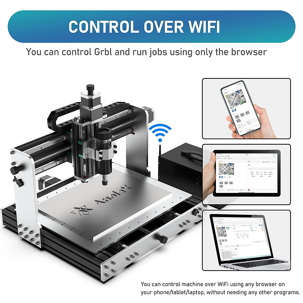 AnoleX CNC Router Machine 4030-Evo Ultra, All-Metal XYZ Axis Dual Steel Linear Guides & Ball Screws with 500W Spindle for Metal Aluminum Brass Wood Acrylic PCB