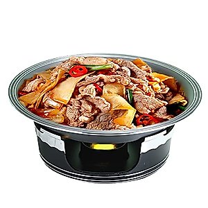 Chafing Dish Party Buffet Aluminum Alloy Non Stick Pan, Household Food Warmers Servers Tray with Fuel Holders, for Meat Vegetable Seafood Lobster Fish Head Bullfrog Pot,23cm