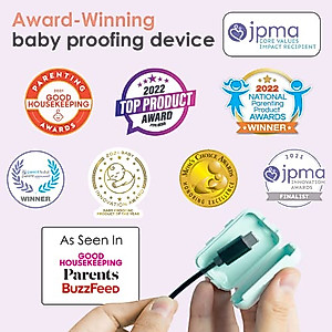 Geddy's Mom - Watch Your Mouth - The Award Winning USB Charger Child Safety Cover - Made in The USA - Baby Proofing Toddler Shock Prevention (3 Pack Dusty Aqua)