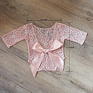 Zeroest Baby Photography Props Lace Newborn Girl Photo Shoot Outfits Hairband Set Infant Princess Costume (Pink)