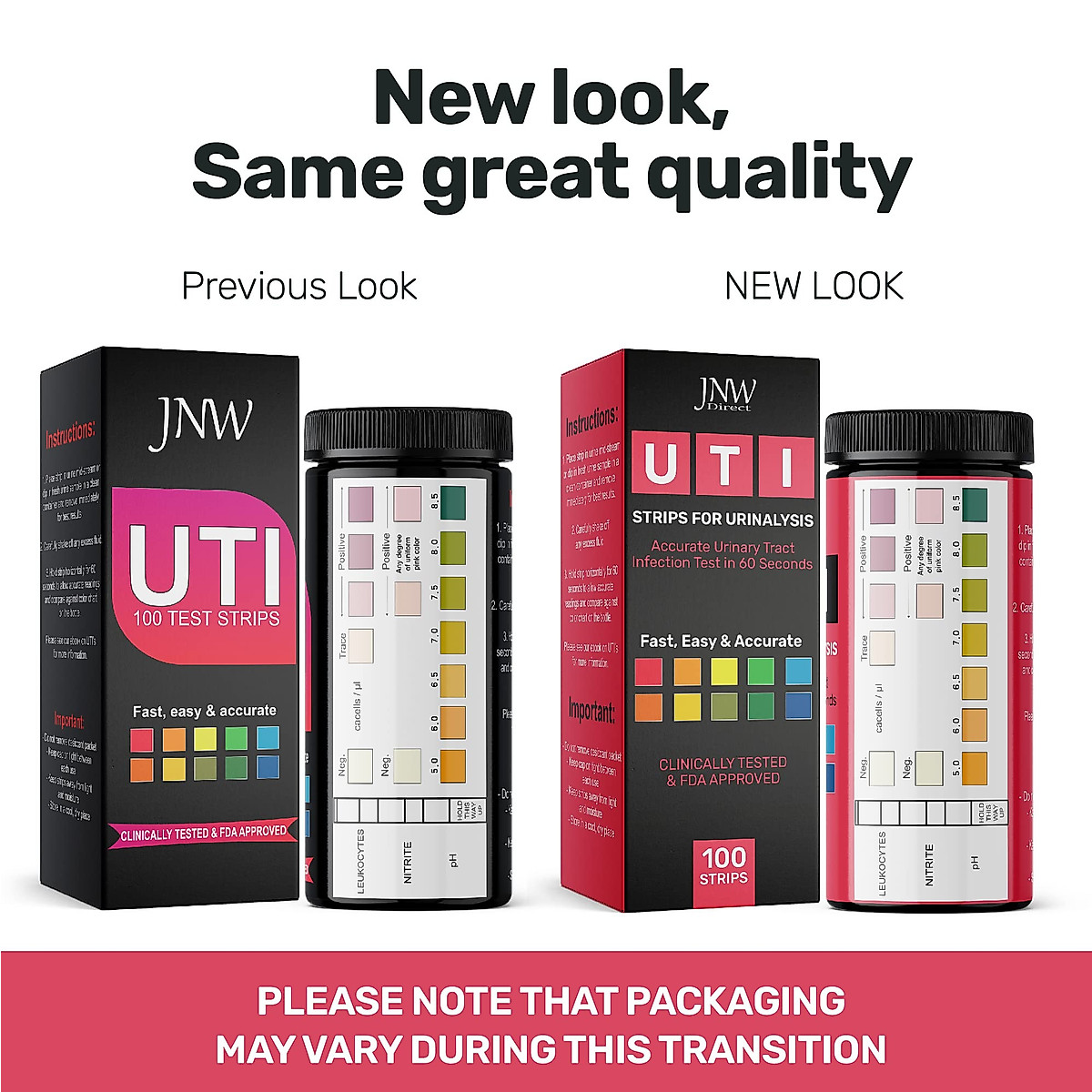 3-in-1 Urinary Tract Infection Test Strips - Home UTI Test Kit with eBook - with 100 Quick and Accurate UTI Test Strips - 100 Strips by JNW Direct