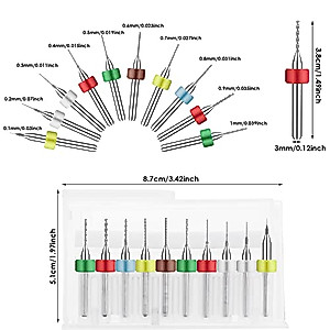 20 Pcs Micro Drill Bit Set Micro Drill Bits Tungsten Steel PCB Print Circuit Board Flute CNC Router Bits Shank for Rough Stone Jewelry Punching Engraving (0.1-1.0 mm)