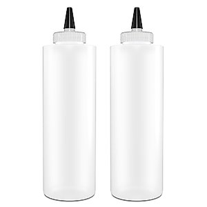 BRIGHTFROM Condiment Squeeze Bottles 16 OZ Wide Neck, Empty Squirt Bottles - Removable Top-Cap, Leak Proof for Ketchup, Mustard, Syrup, Sauces, Dressing, Oil, Arts & Crafts, BPA FREE Plastic - 2 PACK