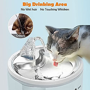 Cat Water Fountain Stainless Steel -SINDOX Dog Water Bowl Fountain, 2.6L/88oz Automatic Cat Fountains Ultra Quiet Pet Drinking Water Dispenser for Cats, Dogs, Multiple Pets with 3 Filters-Transparent