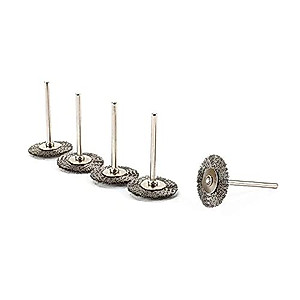 JIUNENG 50Pcs 25mm Stainless Steel Wire Wheel Brush Sets T-Type with 1/8 Inch Shank Polishing Wheels Rotary Tool for Cleaning,Deburring and Surface-Finishing