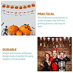 ABOOFAN 4Sets Zombie House Prop Mantel Indoor Theme Scary Doorways Halloween Ghost Shape Bunting Haunted Banner Pumpkin Banner, Skull Props Outdoor Wall Flag Decoration Houses of Banners Eyeball