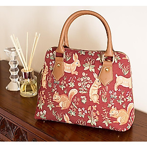 Signare Tapestry Hand Shoulder Bag Cross Body Purses Handbag Satchel Bag for Women In Mille Fleur Rabbit Squirrel |CONV-FORRD