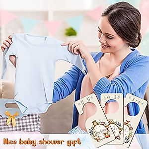 10 Pcs Woodland Baby Closet Size Dividers Wooden Nursery Hanger Dividers Newborn Closet Organizer Double Sided for Clothes Baby Girls or Boys Room Baby Shower Decor from Newborn to 24 Months