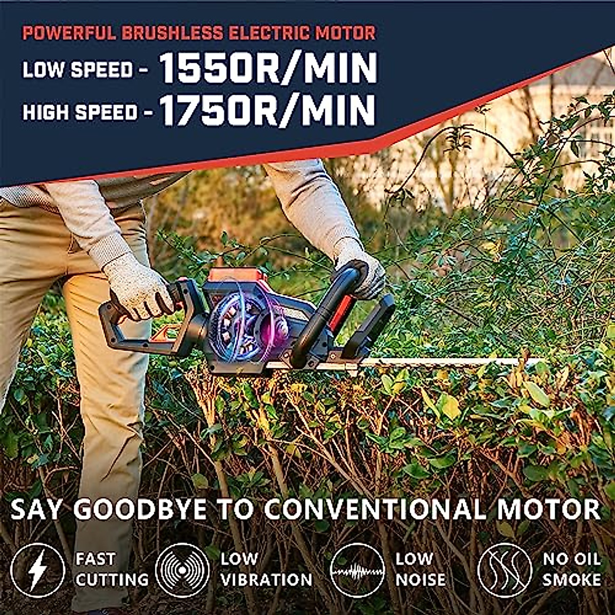 Worth Garden 84V 20" Cordless Battery Brushless Motor Self-propelled Lawn Mower, 19" Hedge Trimmer with 4 x 2.5AH Lithium Batteries & 2 Fast Chargers in 40Mins