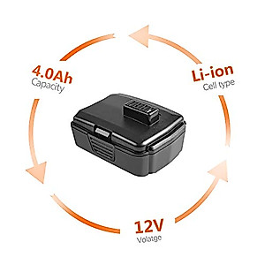 Upgraded 4000mAh CB120 Battery Compatible with Ryobi 12V Battery CB120L CB121L BPL-1220 130503001 130503005 Li-ion Power Tool Battery (NOT fits for CB120N)