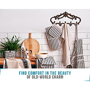 Cast Iron Wall Mounted Hanger – Vintage Design with 5 Hooks - For Keys, Towels, Robes, Clothes and More - Wall Mounted, Metal, Heavy Duty, Rustic, Vintage, Decorative Gift Idea - 12.6x5.9” | Brown