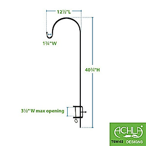 Achla Designs TSW-02 Deck Rail, Adjustable Shepherd's Pole, Black