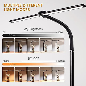 StarMoitic LED Desk Lamp for Home Office - Dual Swing Arm Eye-Caring Architect Task Lamp, 24W Adjustable Flexible Gooseneck Clamp Light, Infinitely Dimmable Modern Desk Lamp for Work/Study