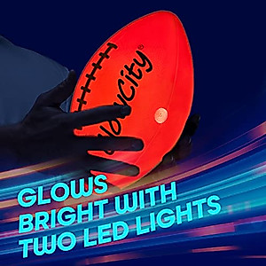 GlowCity Glow in The Dark Football - Light Up, Official Size Footballs - LED Lights and Pre-Installed Batteries Included﻿