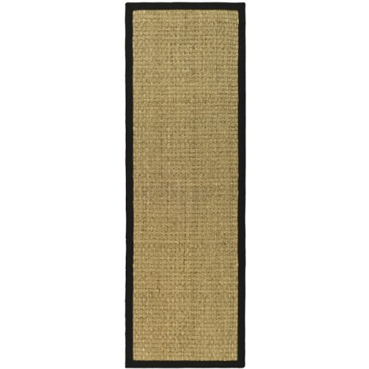 SAFAVIEH Natural Fiber Collection Runner Rug - 2'6" x 8', Natural & Black, Border Basketweave Seagrass Design, Easy Care, Ideal for High Traffic Areas in Living Room, Bedroom (NF114C)