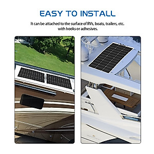 WUZECK Flexible Solar Panel 200W 12V/24V Starter Kit, 2X100W Monocrystalline Solar Panel,20A Charge Controller Power for RVs,Boat,Caravan (200W Solar Panel kit)