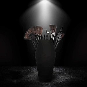 nanayo Makeup Coffin Shelf And Brush Holder – 3 Shelf Makeup Holder for Gothic Decor – Free Standing or Wall Hanging Organizer Spooky Coffin Decor for Bedroom or Bathroom